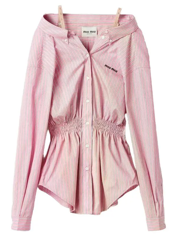 Miu Miu Striped Elasticated Mini Dress - Pink