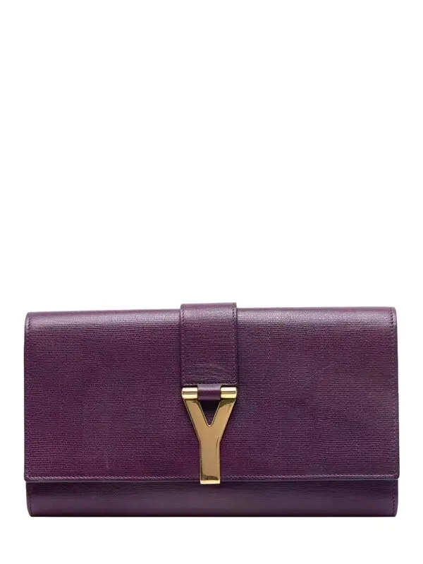 Saint Laurent 2000-2012 Textured Leather Chyc Ligne Clutch - Purple