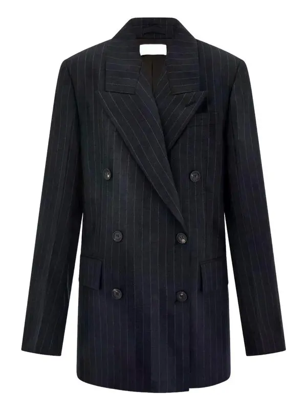 FERRAGAMO Pinstripe Double-breasted Blazer - Black