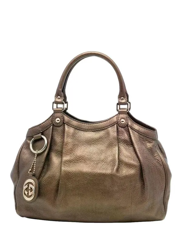 Gucci Metallic Calfskin Sukey Tote Bag - Brown