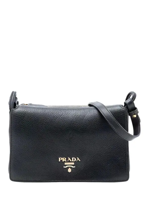 Prada Vitello Daino Flap Crossbody Bag 2000-2025 - Black