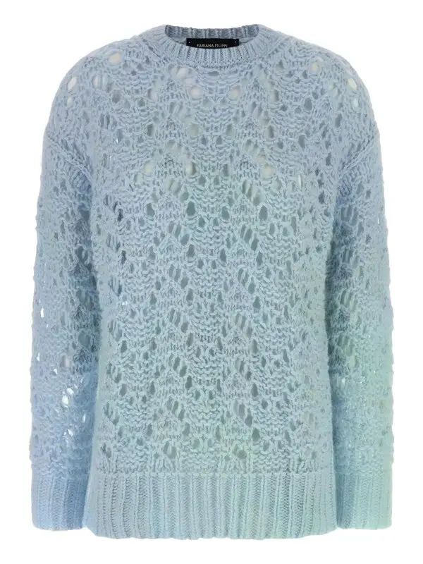 Fabiana Filippi Openwork Crew-neck Sweater - Blue