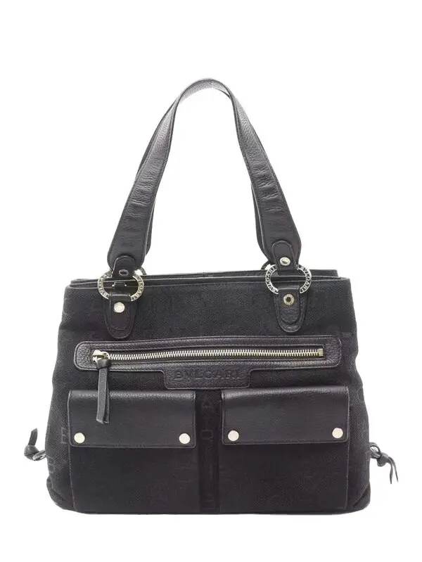 BVLGARI Canvas And Leather Shoulder Bag - Black