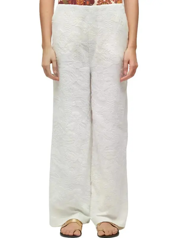OSKLEN Floral Jacquard Trousers - White