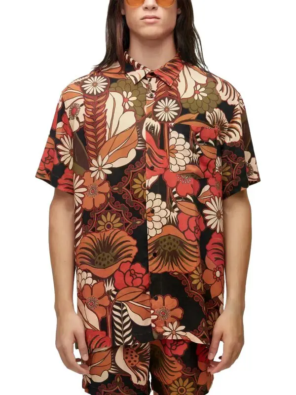 OSKLEN Floral-pattern Short-sleeve Shirt - Black