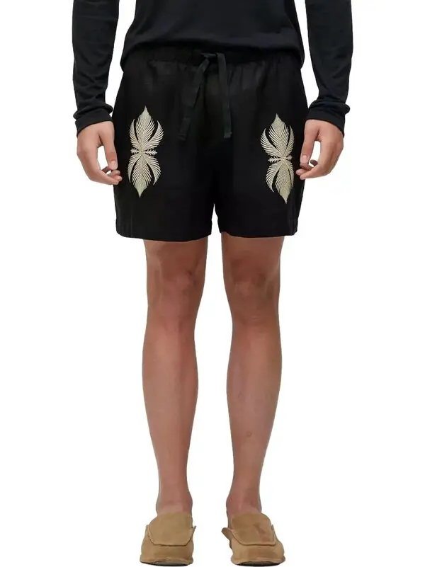 OSKLEN Leaf-embroidered Bermuda Shorts - Black