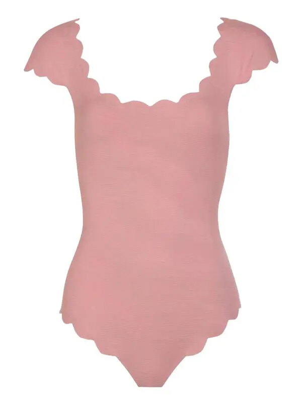 Marysia Scalloped Short-sleeve Swimsuit - Pink