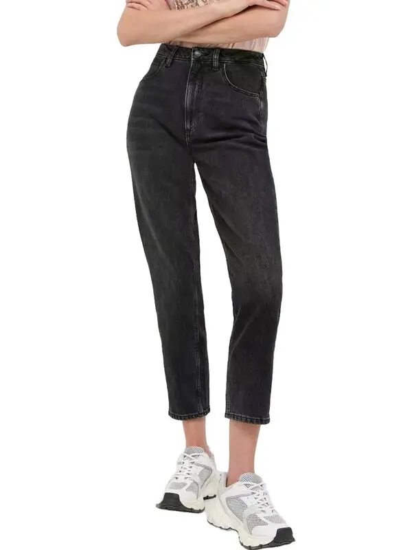 Guess Five-pocket Logo-patch Jeans - Black