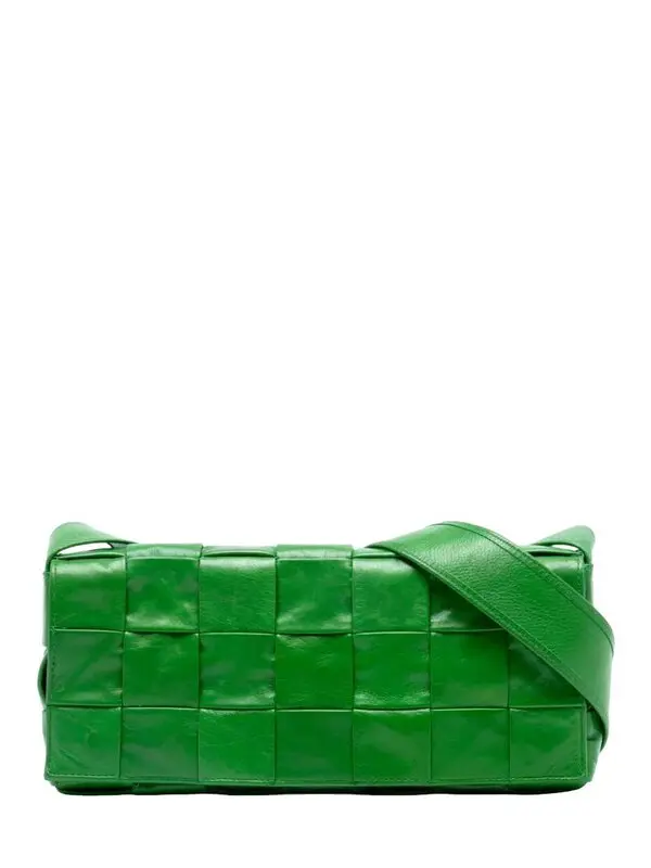 Bottega Veneta 2012-2025 Stretch Paper Calfskin Intrecciato Cassette Crossbody Bag - Green