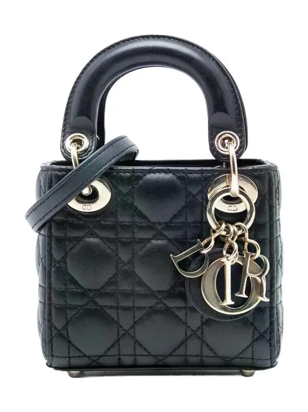Dior 2022 Micro Lambskin Cannage Lady Satchel - Black
