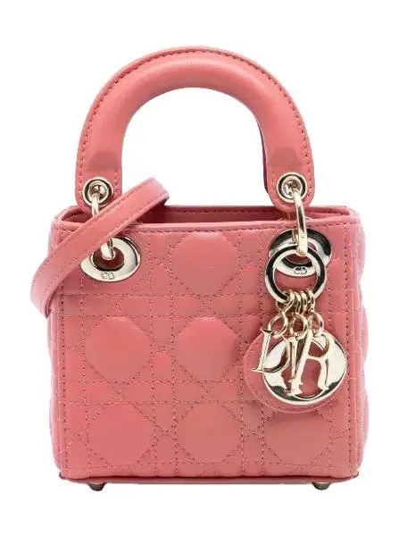 Dior 2022 Micro Lambskin Cannage Lady Satchel - Pink