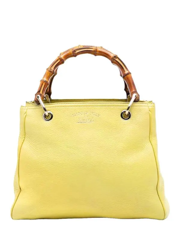 Gucci Small Calfskin Bamboo Shopper Satchel - Yellow