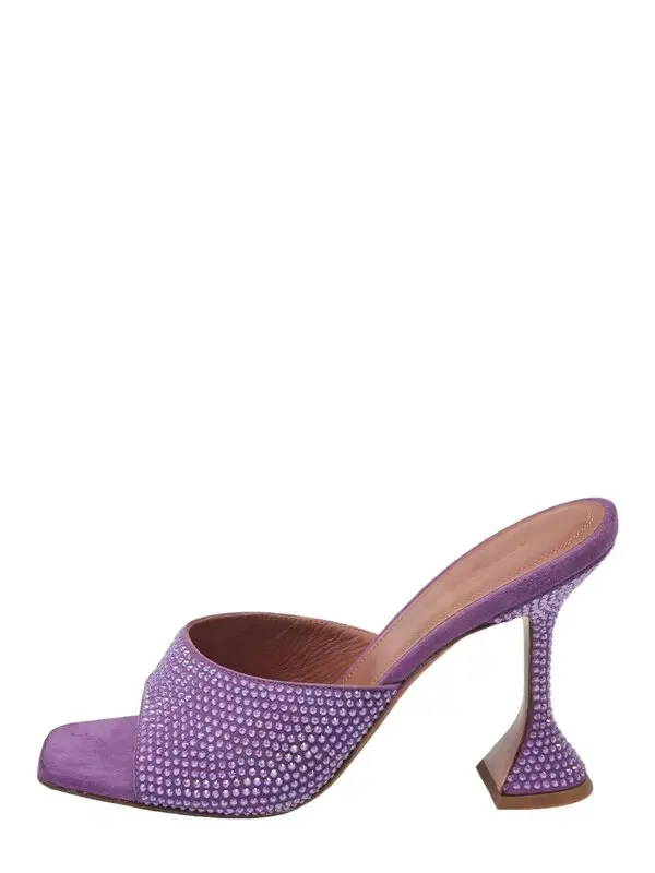Amina Muaddi Crystal-embellished Slides - Purple