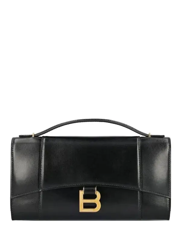 Balenciaga Hourglass Leather Pochette - Black