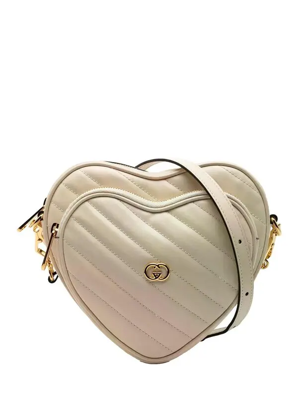 Gucci Mini Matelasse Leather Heart Crossbody Bag - Brown