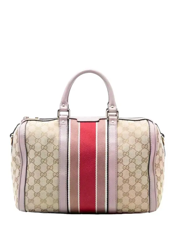 Gucci Gg Canvas Web Joy Boston Bag Satchel - Brown