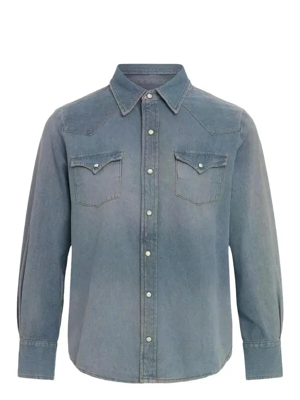 The Great. Buttoned Denim Shirt - Blue