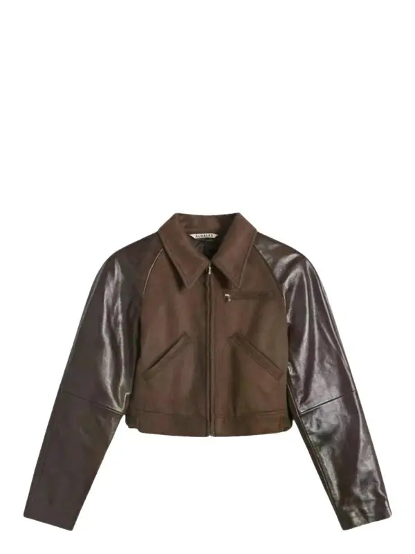 Auralee Pointed-collar Cropped Jacket - Brown