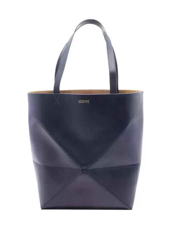 Loewe Large Shiny Calfskin Puzzle Fold Tote Bag - Blue