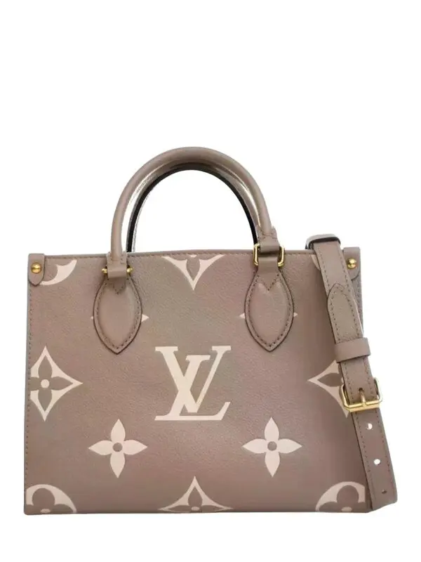 LOUIS VUITTON 2021-2025 Bicolor Monogram Empreinte Giant Onthego Pm Satchel - Brown