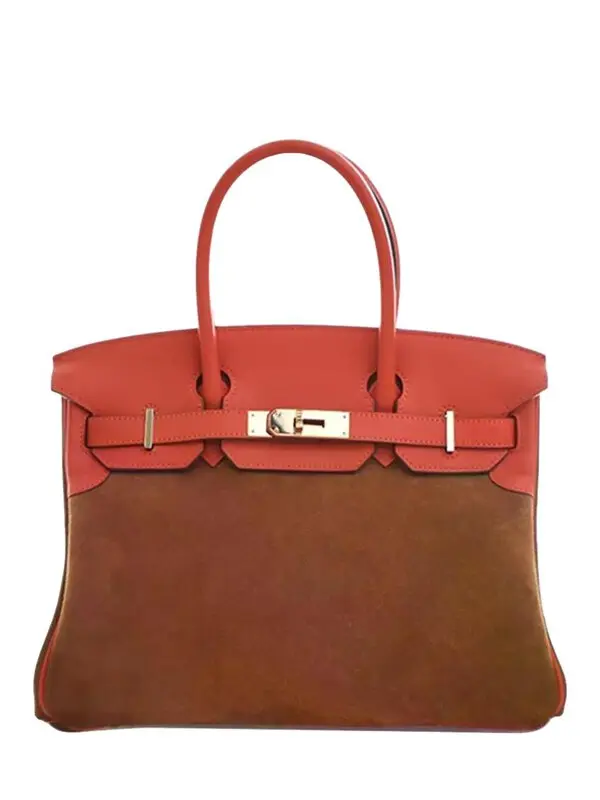 Hermès 2014 Swift And Suede Grizzly Touch Birkin Retourne 30 Handbag - Orange