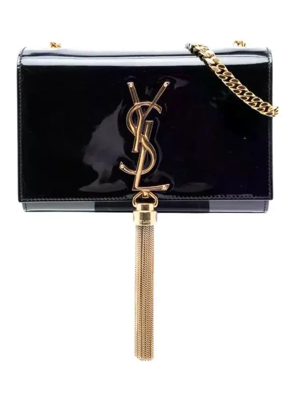 Saint Laurent 2014 Small Patent Monogram Kate Tassel Crossbody Bag - Black
