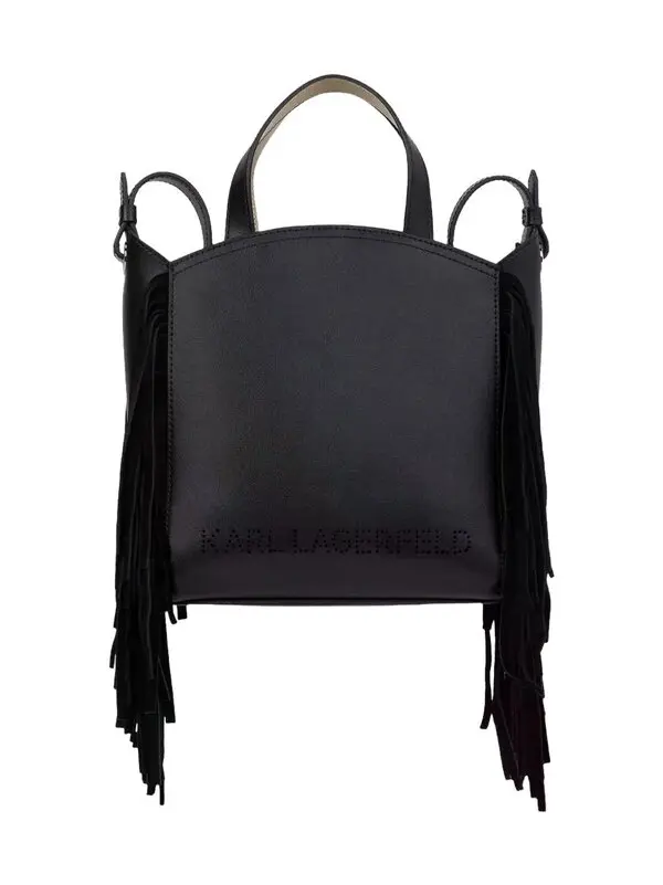 Karl Lagerfeld Small K/circle Fringed Tote - Black
