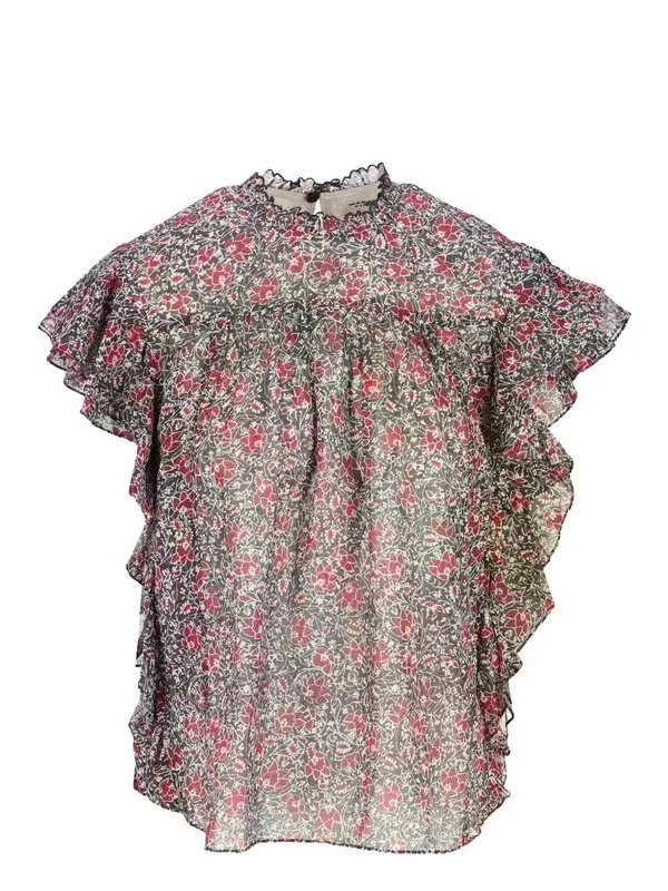 MARANT ETOILE Floral Print Ruffled Top - Black