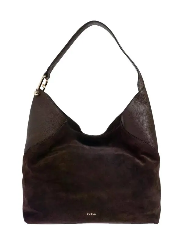 Furla Lara Large Suede Shoulder Bag - Brown