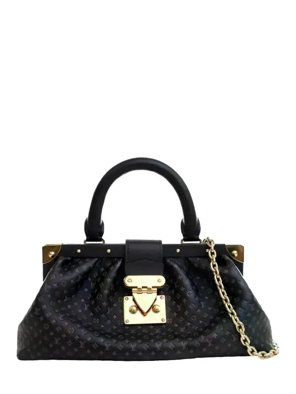 LOUIS VUITTON Embossed Calfskin Nanogram Satchel - Black