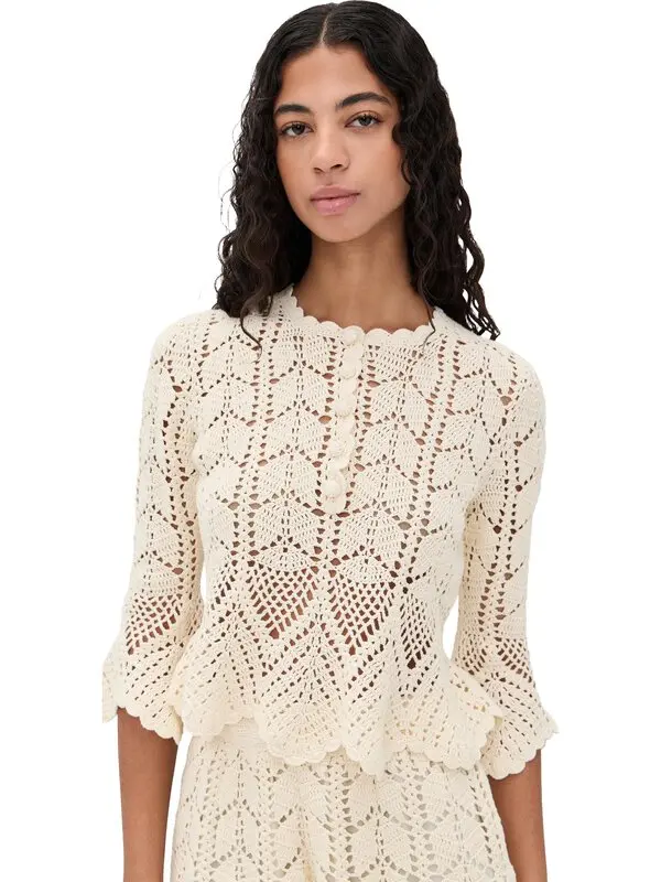 Zimmermann Awaken Lace Crochet Top - Cream