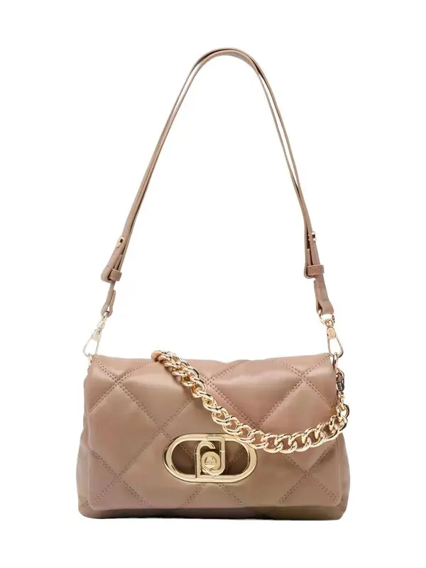 Liu Jo Quilted Shoulder Bag With Metal Logo - Neutrals