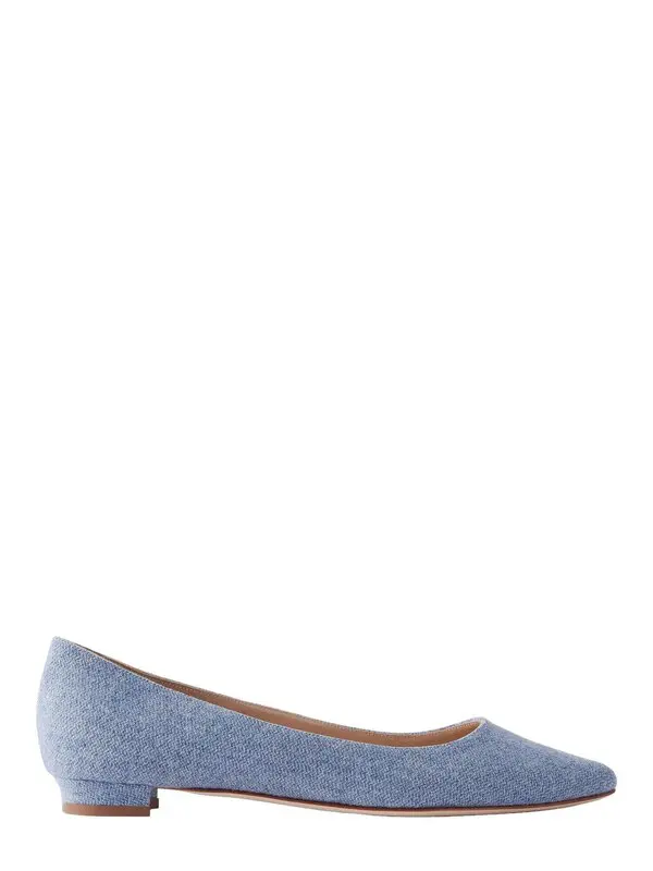 Manolo Blahnik Tweed Ballerina Flats - Gray