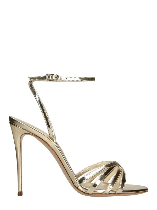 Casadei Leather Julia Heeled Sandals 100 - Gold