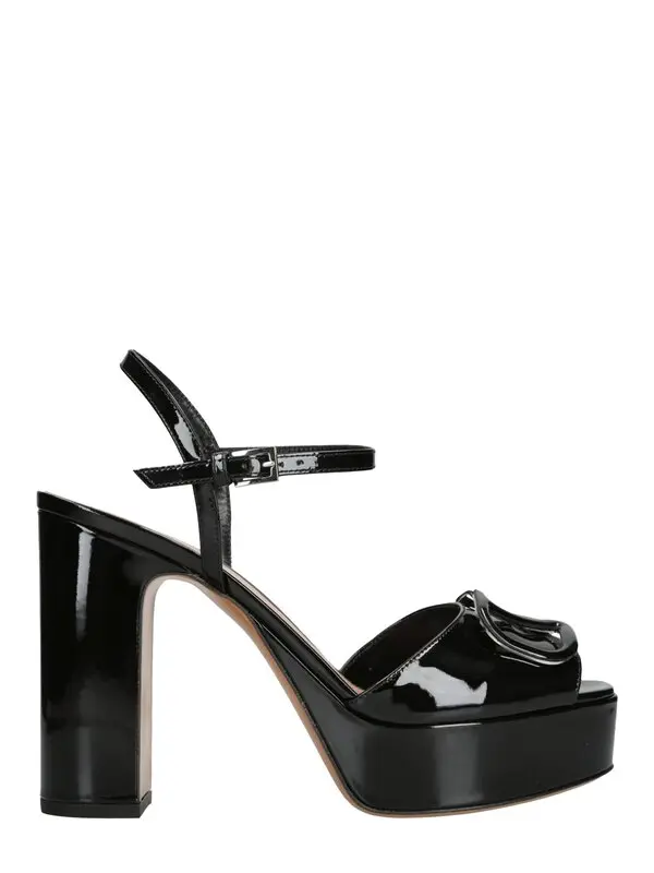 Valentino Garavani Leather Vlogo Signature Platform Sandals 115 - Black