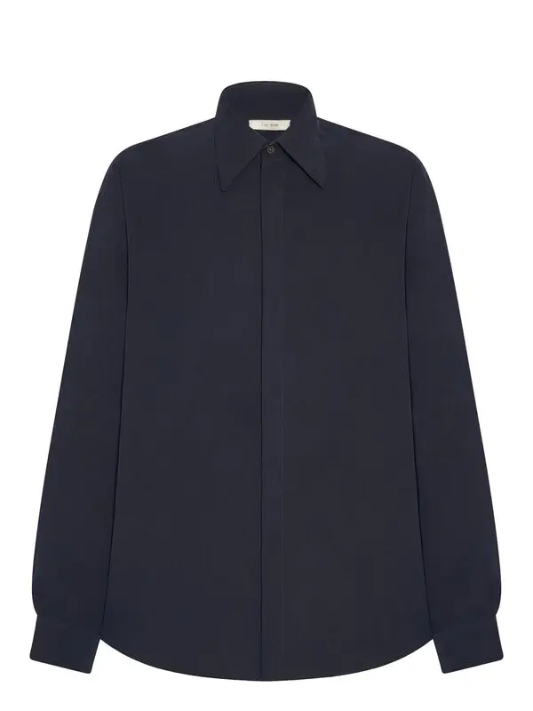 THE ROW Zadino Silk Shirt - Navy
