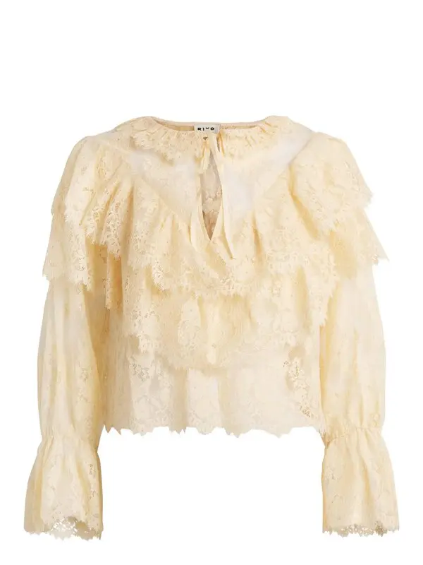 Rixo Lace Faryn Blouse - Ivory