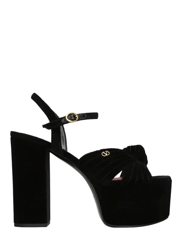 Valentino Garavani Velvet Crasher Platform Sandals 125 - Black