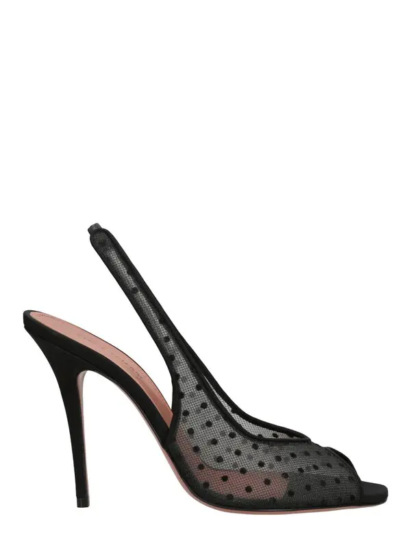 Amina Muaddi Mesh Kristina Slingback 105 - Black