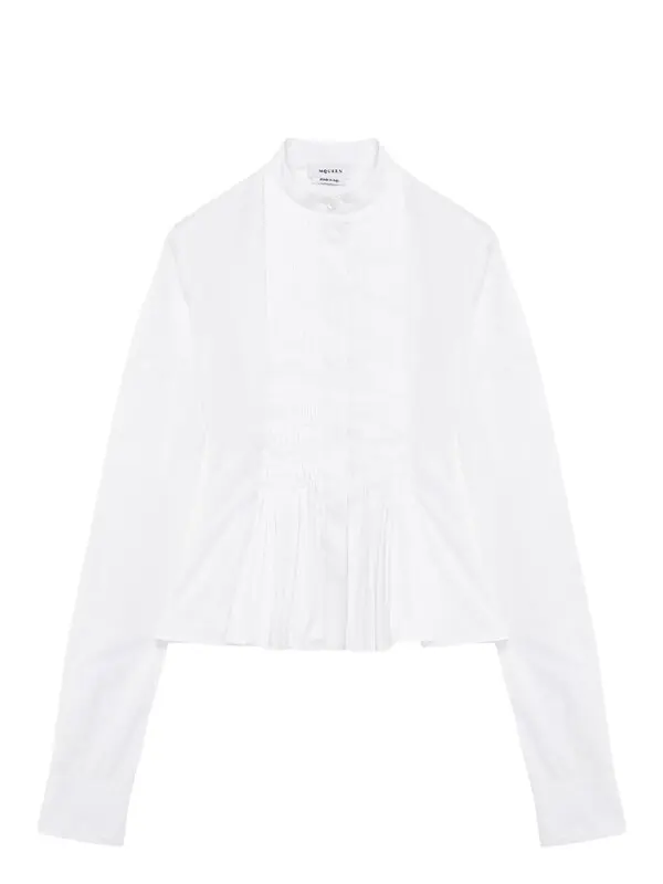 Alexander McQueen Cotton Pleated Blouse - White