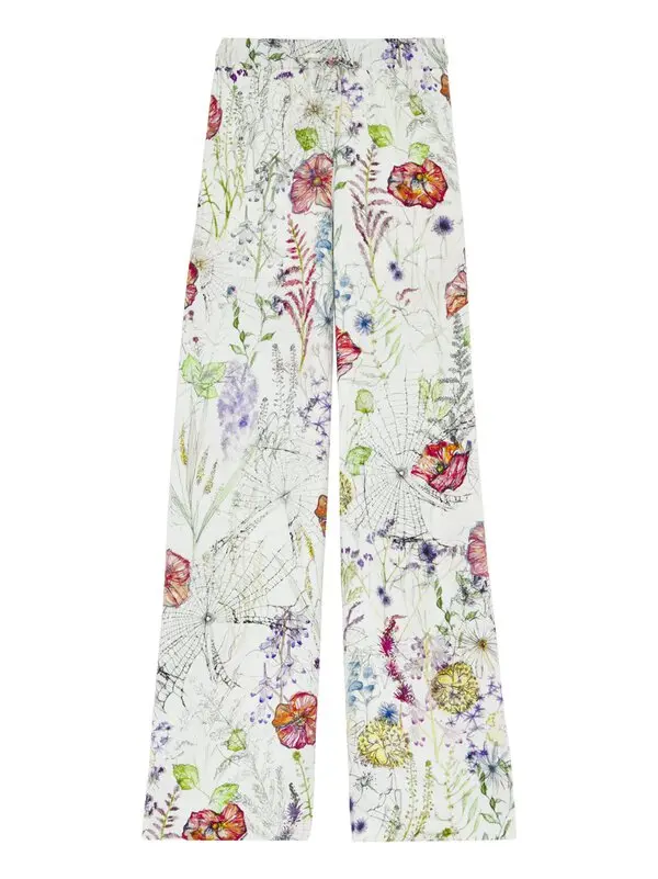Alexander McQueen Floral Satin Trousers - White
