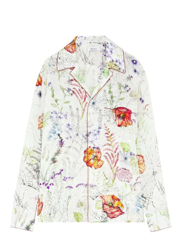 Alexander McQueen Floral Silk Shirt - White
