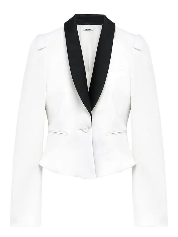 Alexander McQueen Wool Cropped Blazer - White