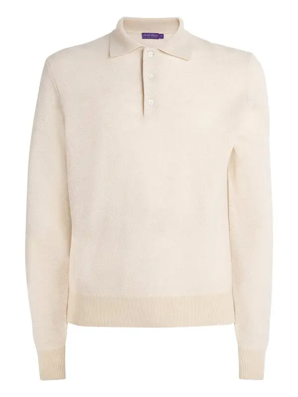 Ralph Lauren Purple Label Cashmere Polo Sweater - White