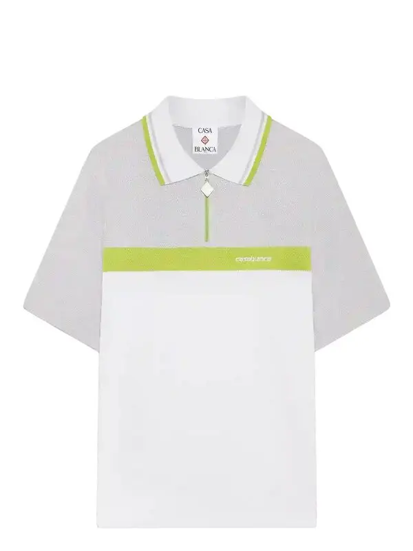 Casablanca Grey Short Sleeve Polo Shirt - White