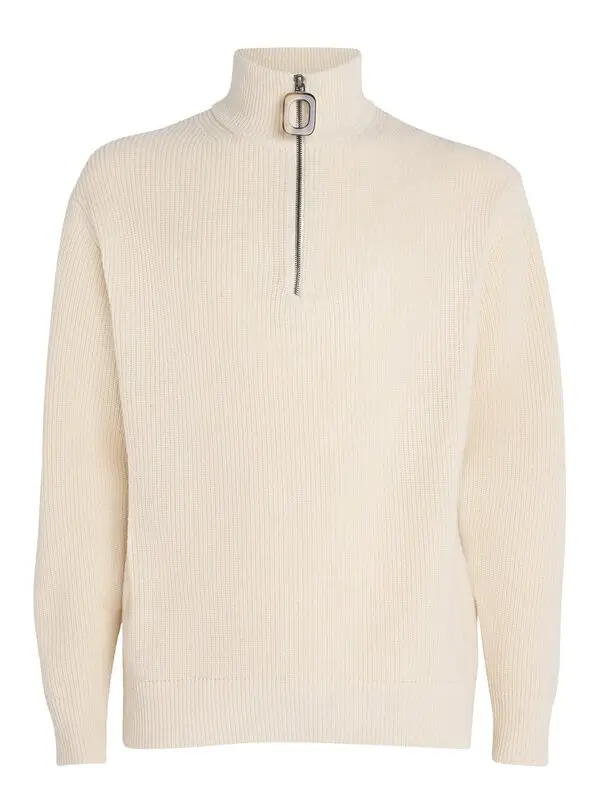 JW Anderson Wool-cotton Anchor-zip Sweater - White