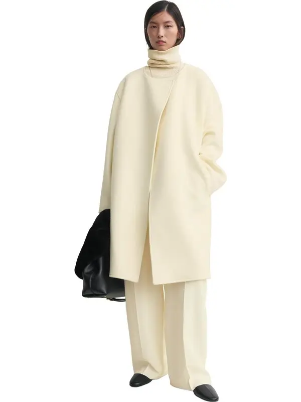 TOTEME Felt Coat Collarless - Ecru