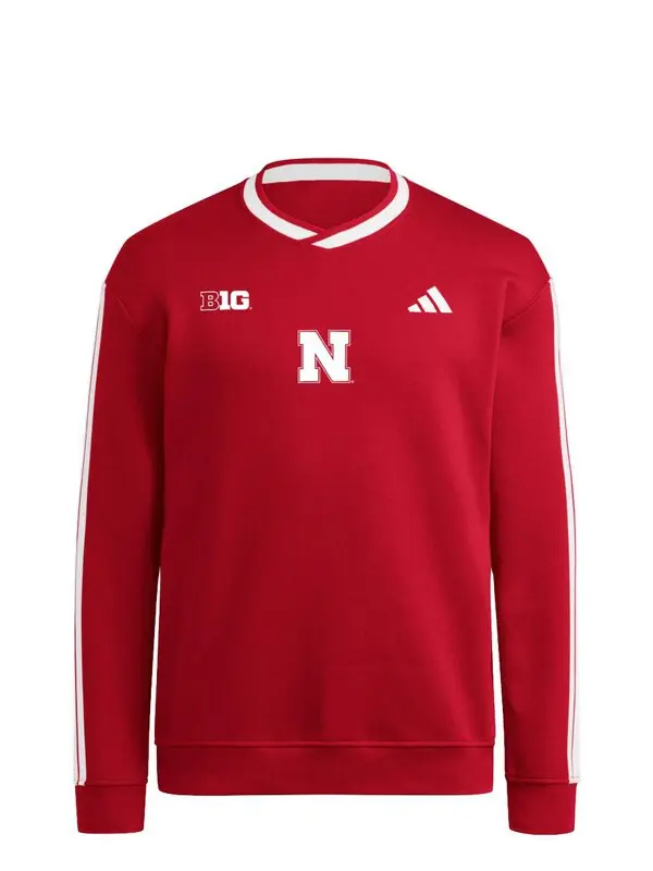 Adidas Nebraska Cornhuskers 3-stripes Fleece Crewneck - Team Power Red / White