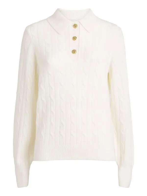 Barbour Cable-knit Evie Polo Sweater - White