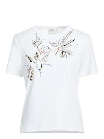 FORTE_FORTE Cotton T-shirt With Appliqués And Embellishments - White